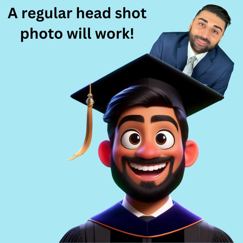 Cartoon Graduate Portrait - Pixar Theme - Etsy