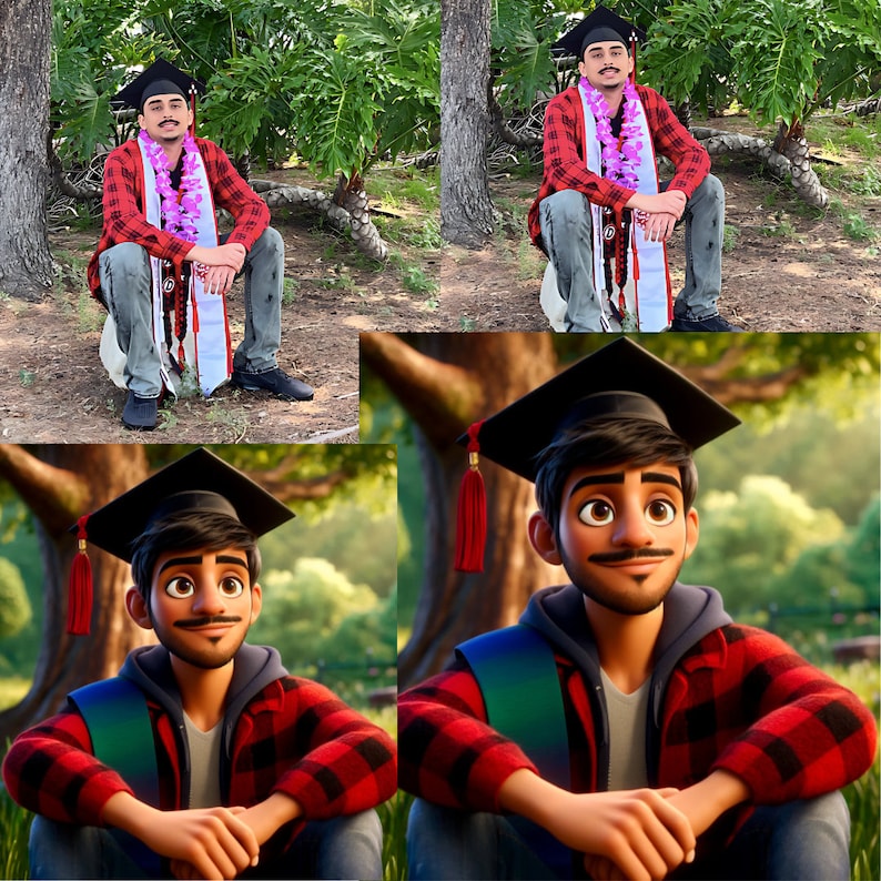 Cartoon Graduate Portrait Pixar Theme - Etsy