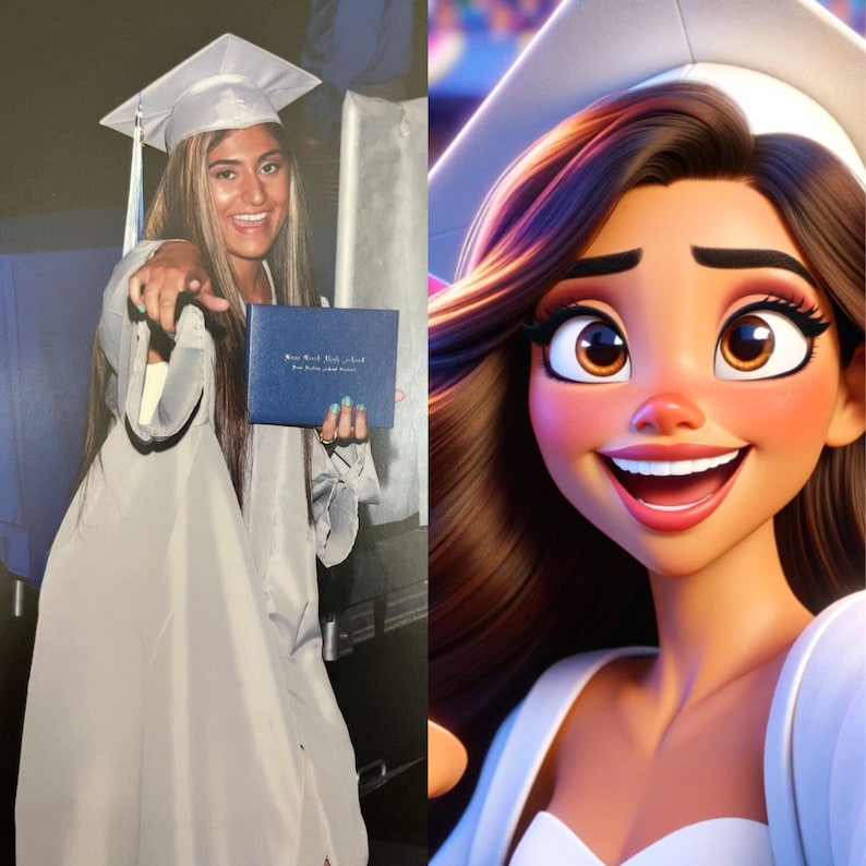Cartoon Graduate Portrait - Pixar Theme - Etsy