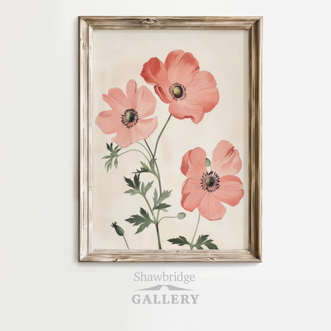 Retro Poppy Art Print - Instant Download Vintage Wall Decor for Chic ...
