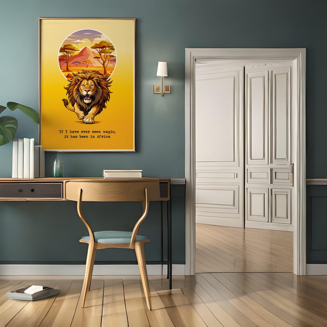 Majestic Lion African Sunset Digital Wall Art Downloadable Safari Quote ...