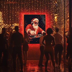 DJ Santa Claus Christmas Digital Wall Art Download - Hipster Santa ...