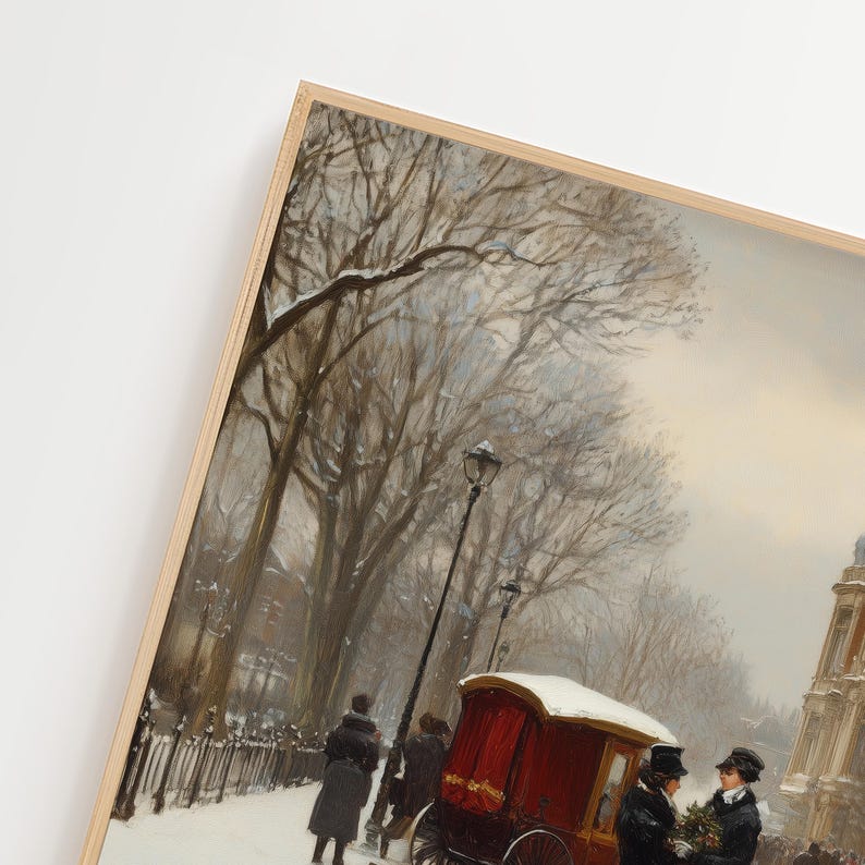 Victorian Winter Street Scene Art Print, Vintage Christmas Wall Art ...
