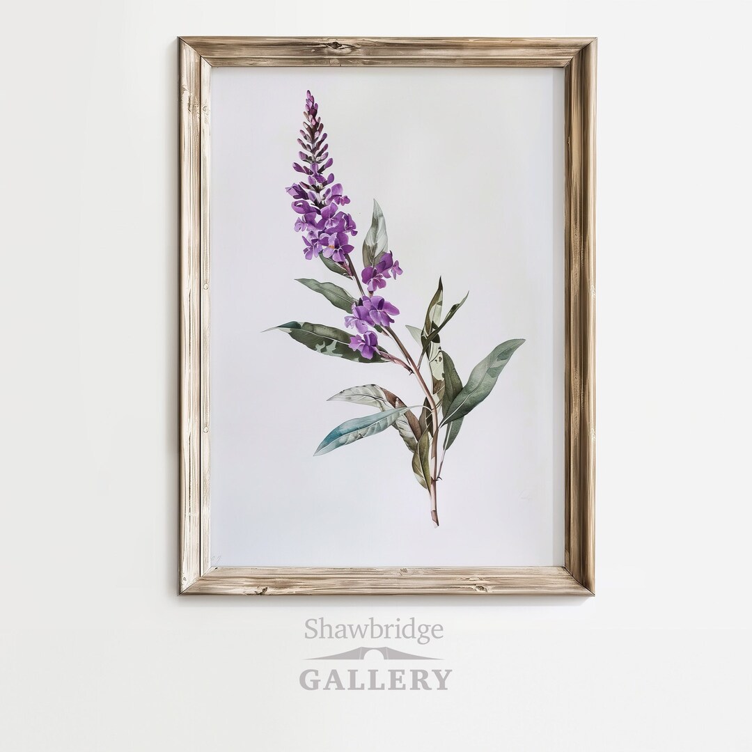 Antique Purple Flower Printable Wall Art, Vintage Botanical Digital ...