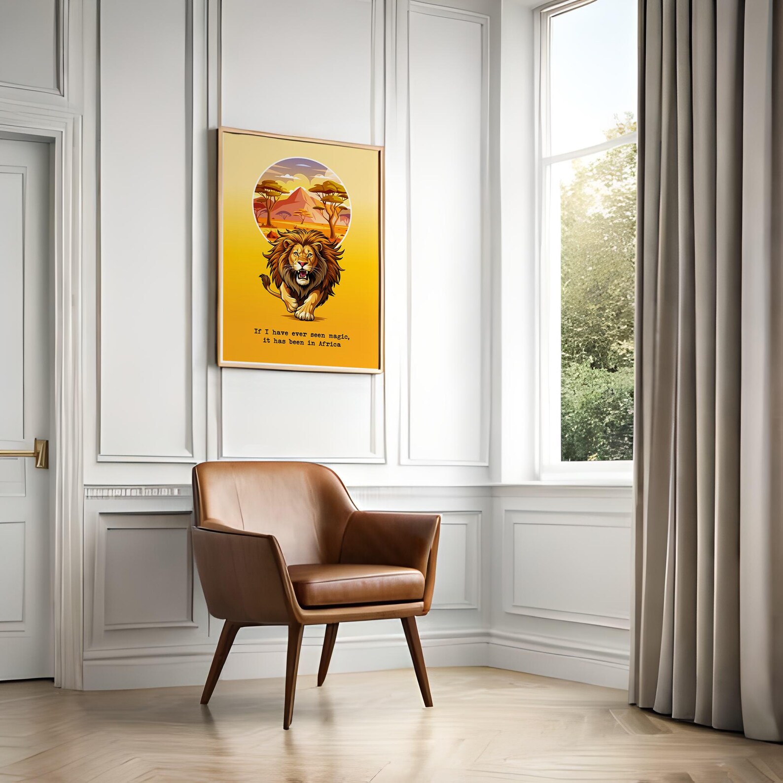 Majestic Lion African Sunset Digital Wall Art Downloadable Safari Quote ...