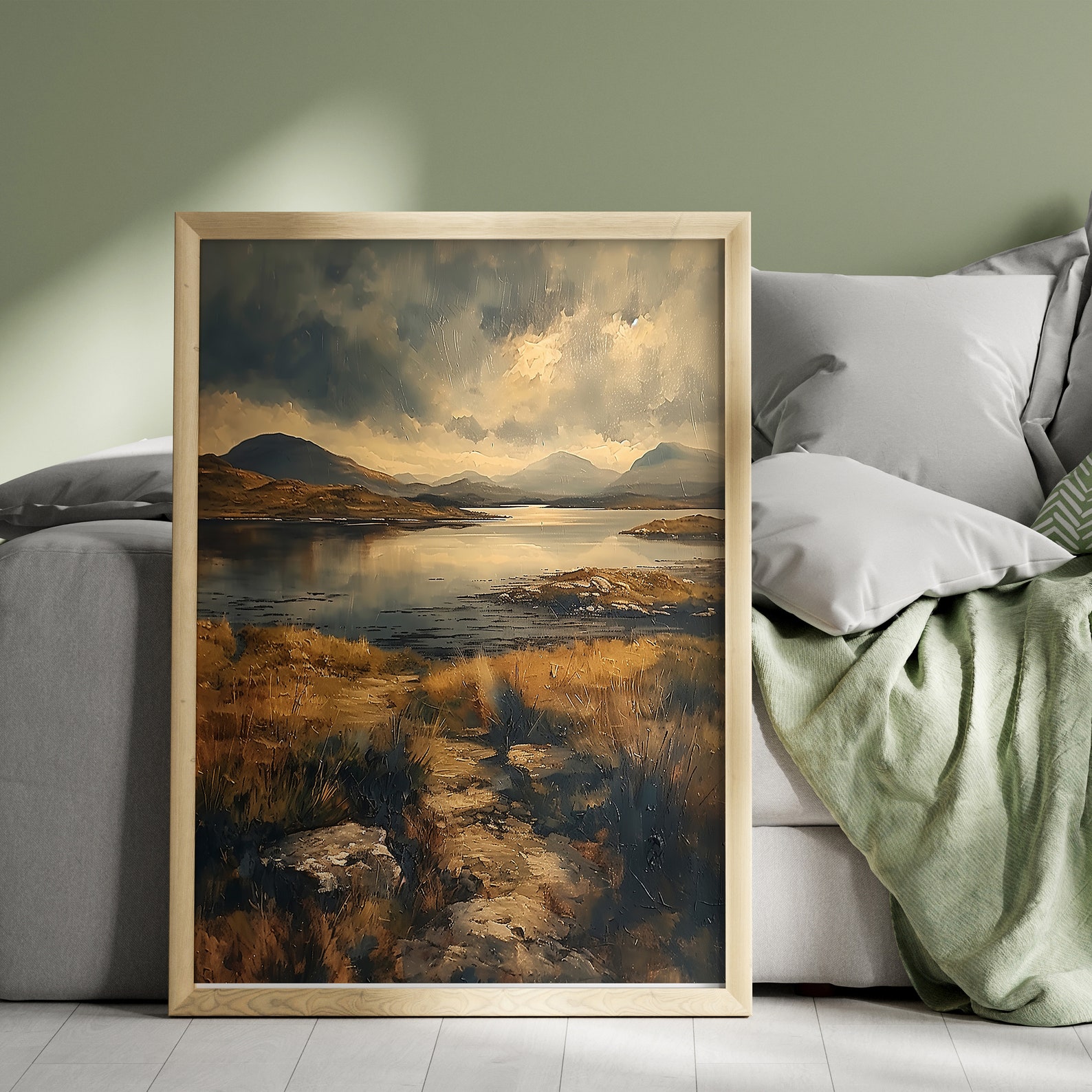 Vintage Moody Scottish Loch Landscape Oil Painting Digital Download ...