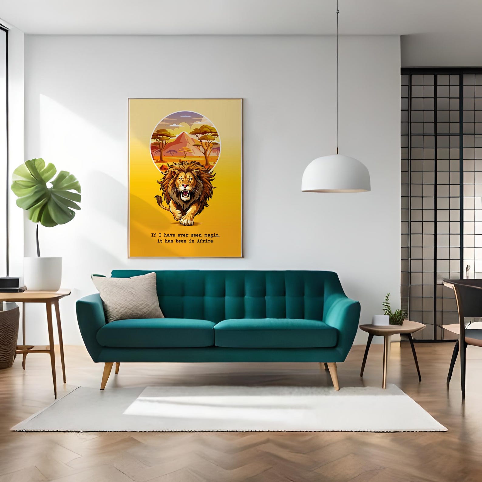 Majestic Lion African Sunset Digital Wall Art Downloadable Safari Quote ...