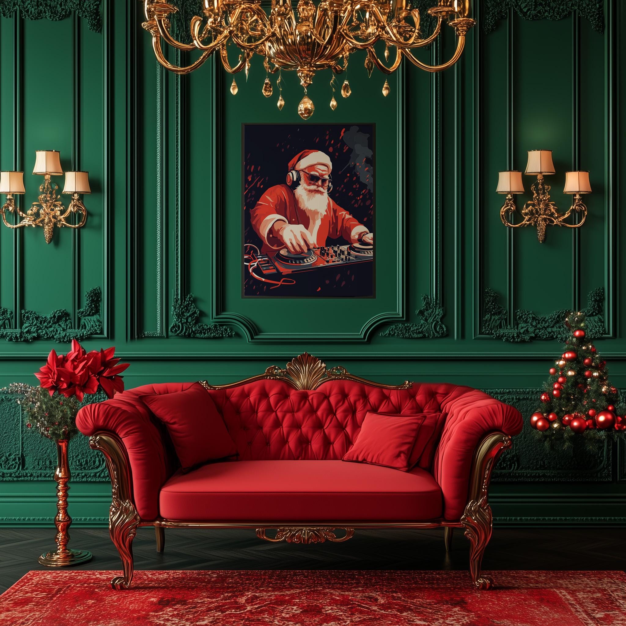 DJ Santa Claus Christmas Digital Wall Art Download - Hipster Santa ...