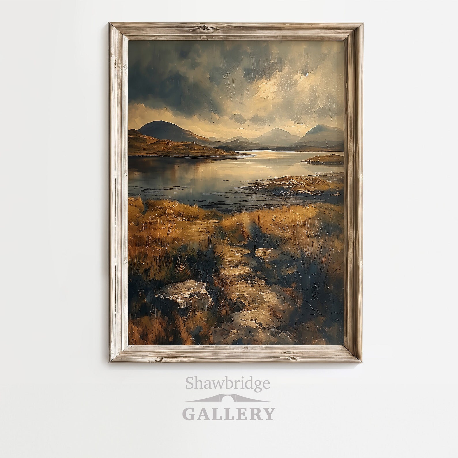 Vintage Moody Scottish Loch Landscape Oil Painting Digital Download ...