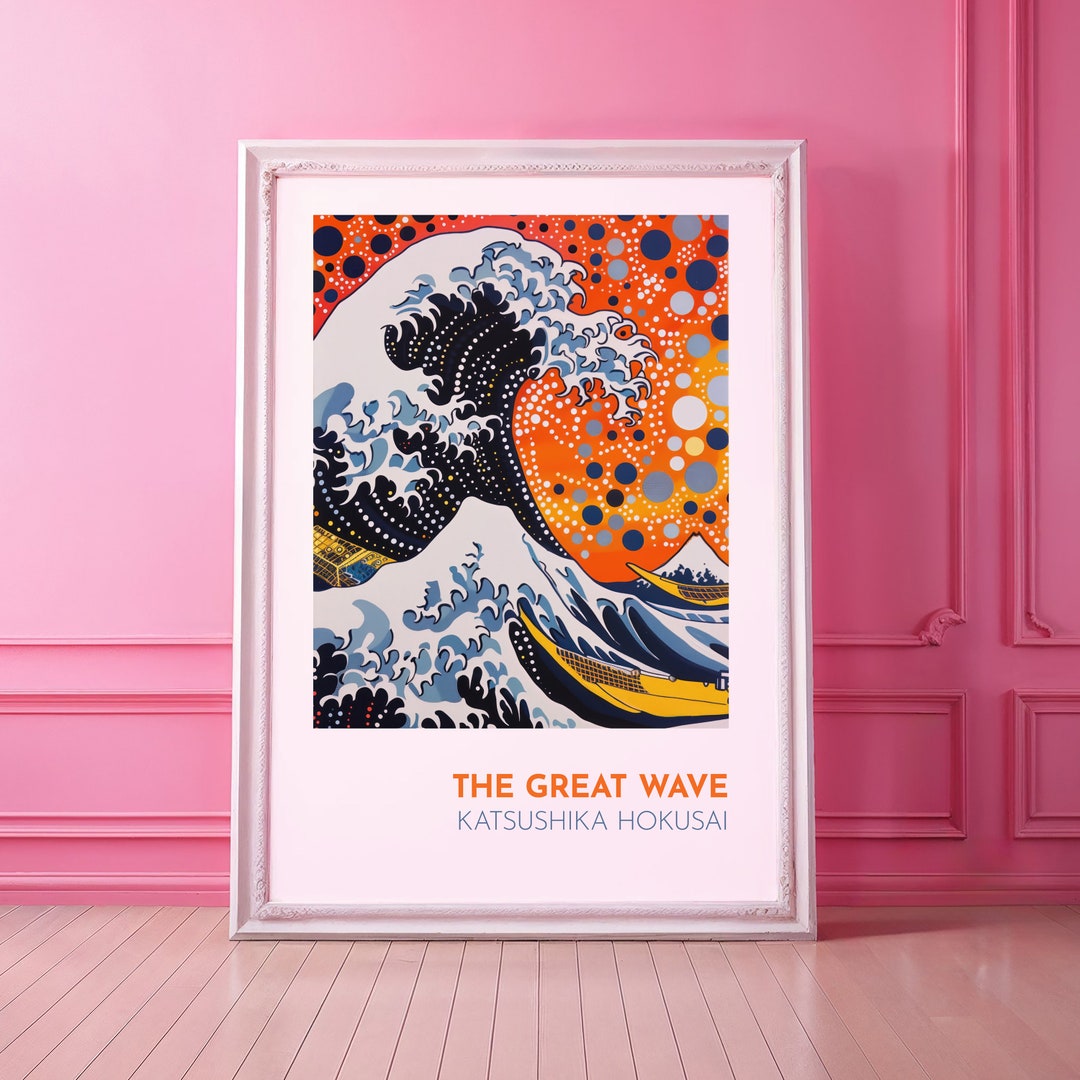 Printable the Great Wave Wall Art, Orange Blue Abstract Wave Print ...