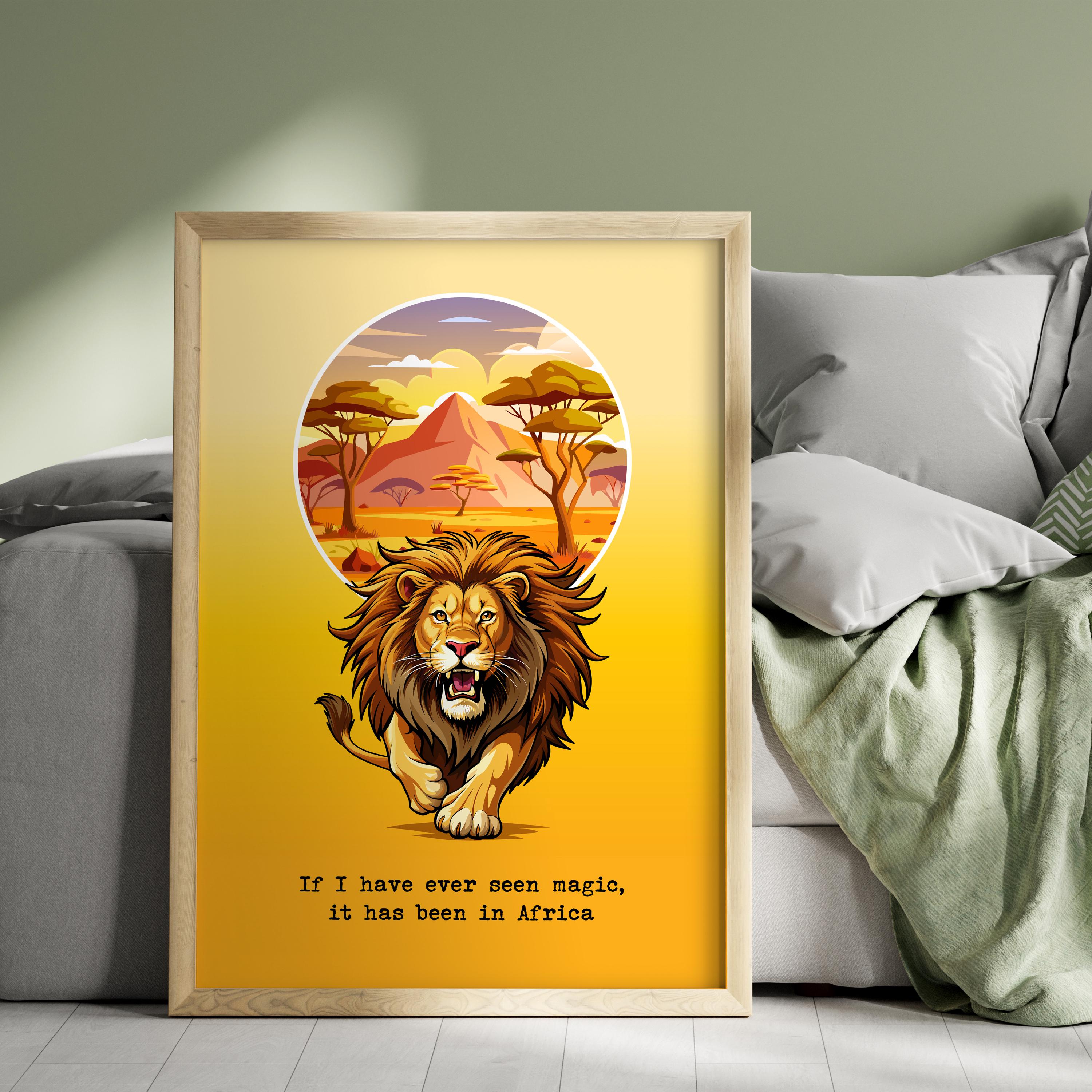 Majestic Lion African Sunset Digital Wall Art Downloadable Safari Quote ...