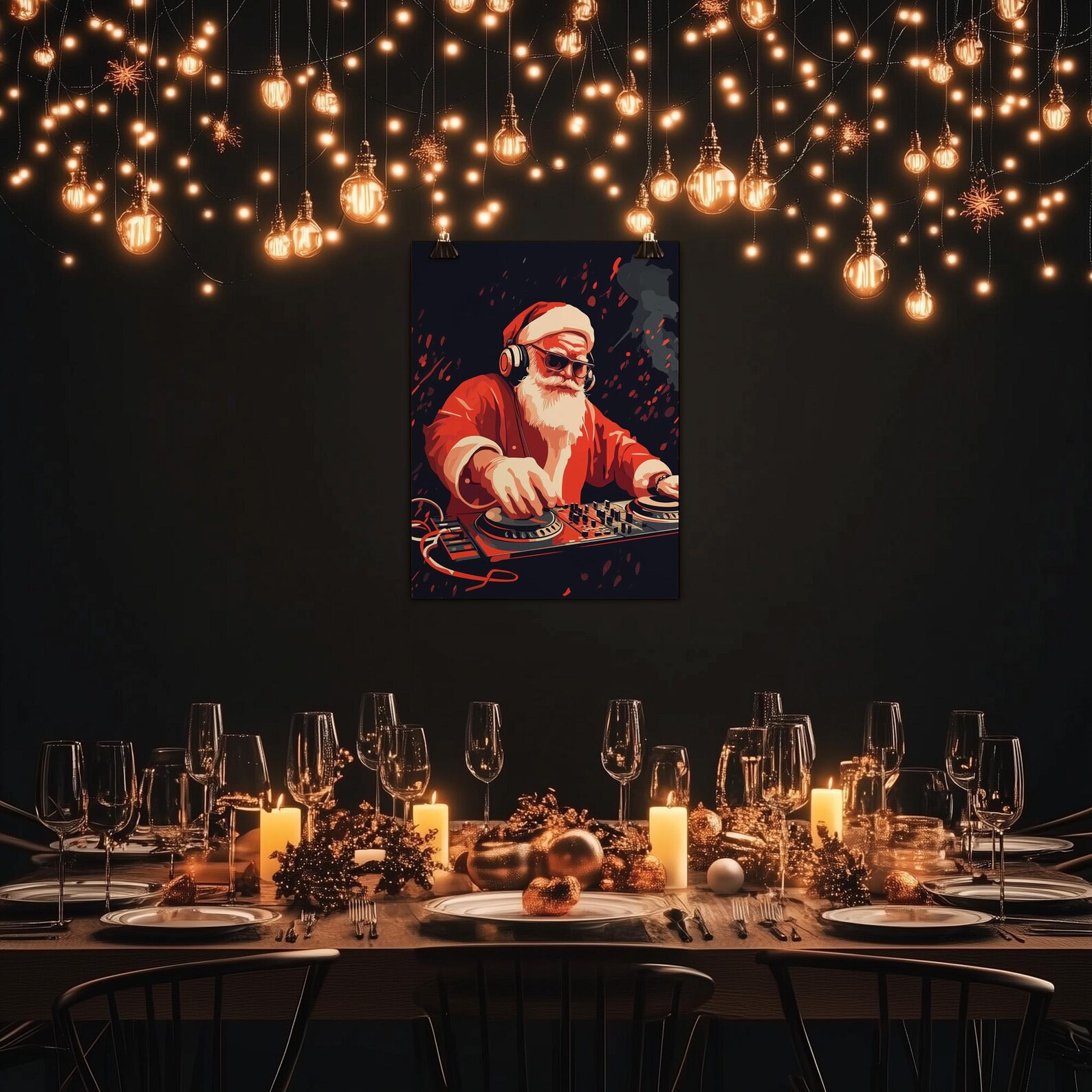 DJ Santa Claus Christmas Digital Wall Art Download - Hipster Santa ...