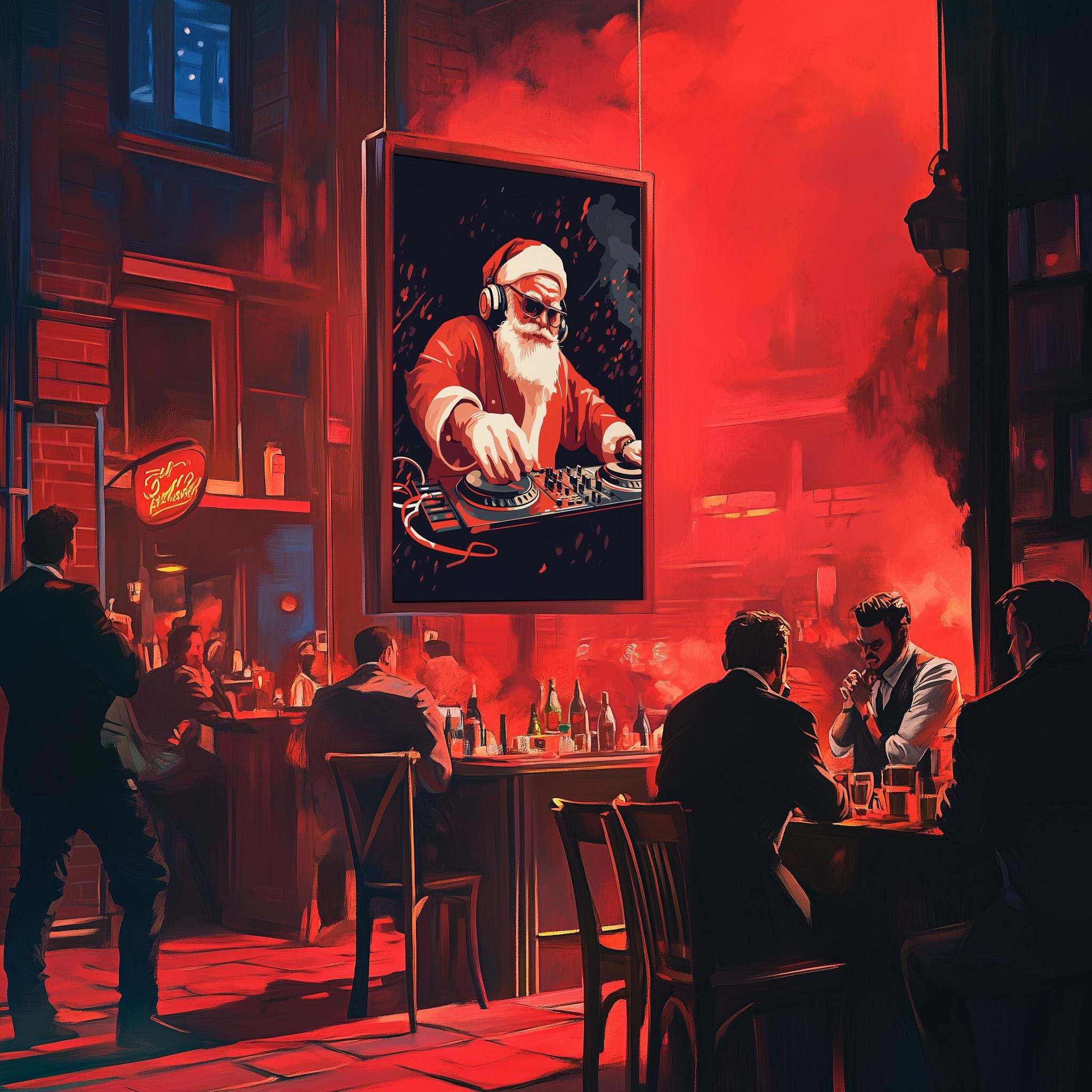 DJ Santa Claus Christmas Digital Wall Art Download - Hipster Santa ...