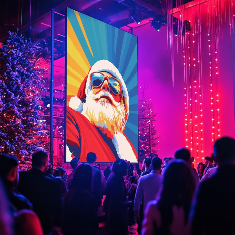 Pop Art Santa Claus Illustration, Vibrant Retro Xmas Wall Art, Santa ...