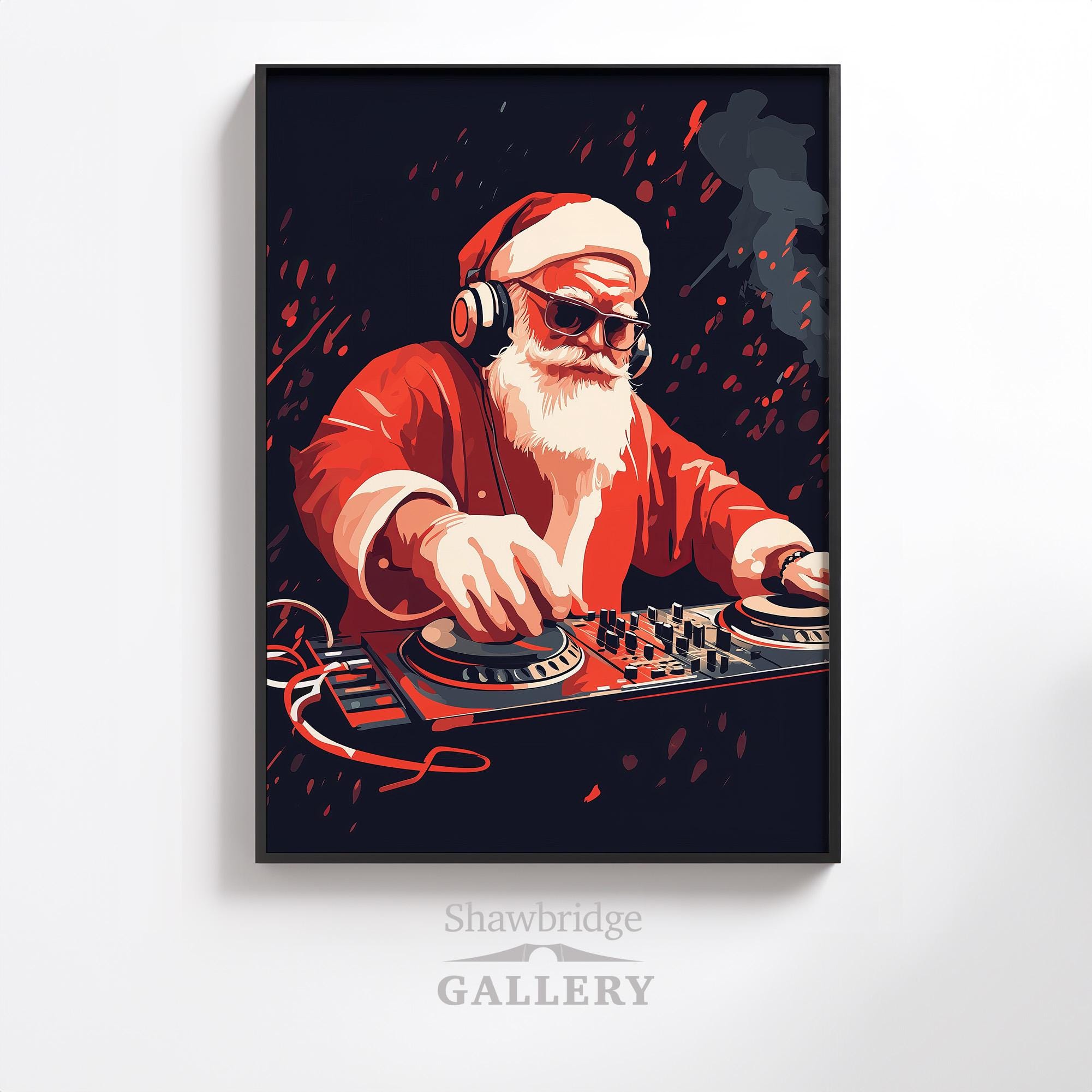 DJ Santa Claus Christmas Digital Wall Art Download - Hipster Santa ...