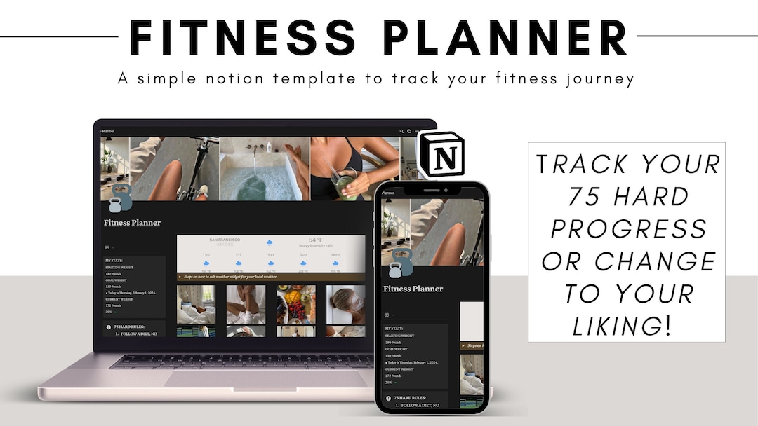 Notion Fitness Planner| 75 Hard Planner - Etsy