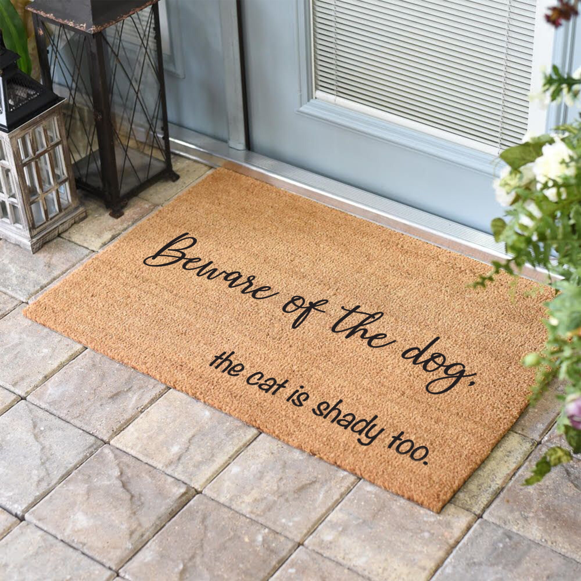 Beware of the Dog the Cat is Shady Too, Dog Doormat, New Home Gift ...