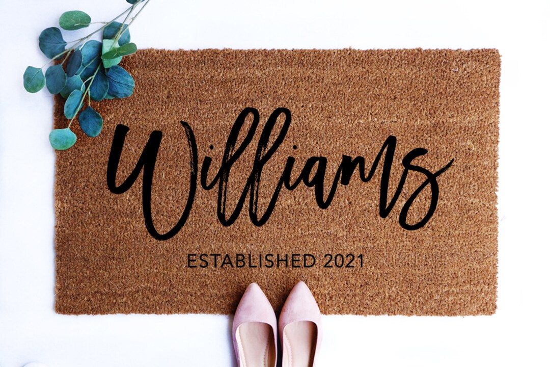 Customized Cursive Last Name With Established Date Personalized Coir ...