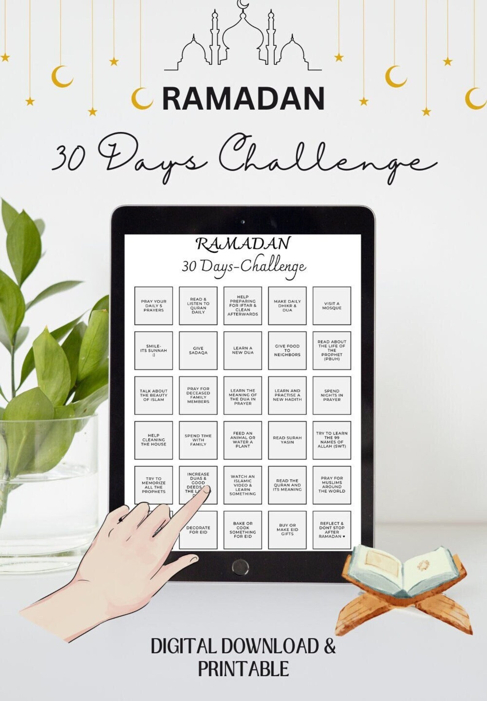 Ramadan 30 Days Challenge, Instant Download, Printable, Habit Tracker ...