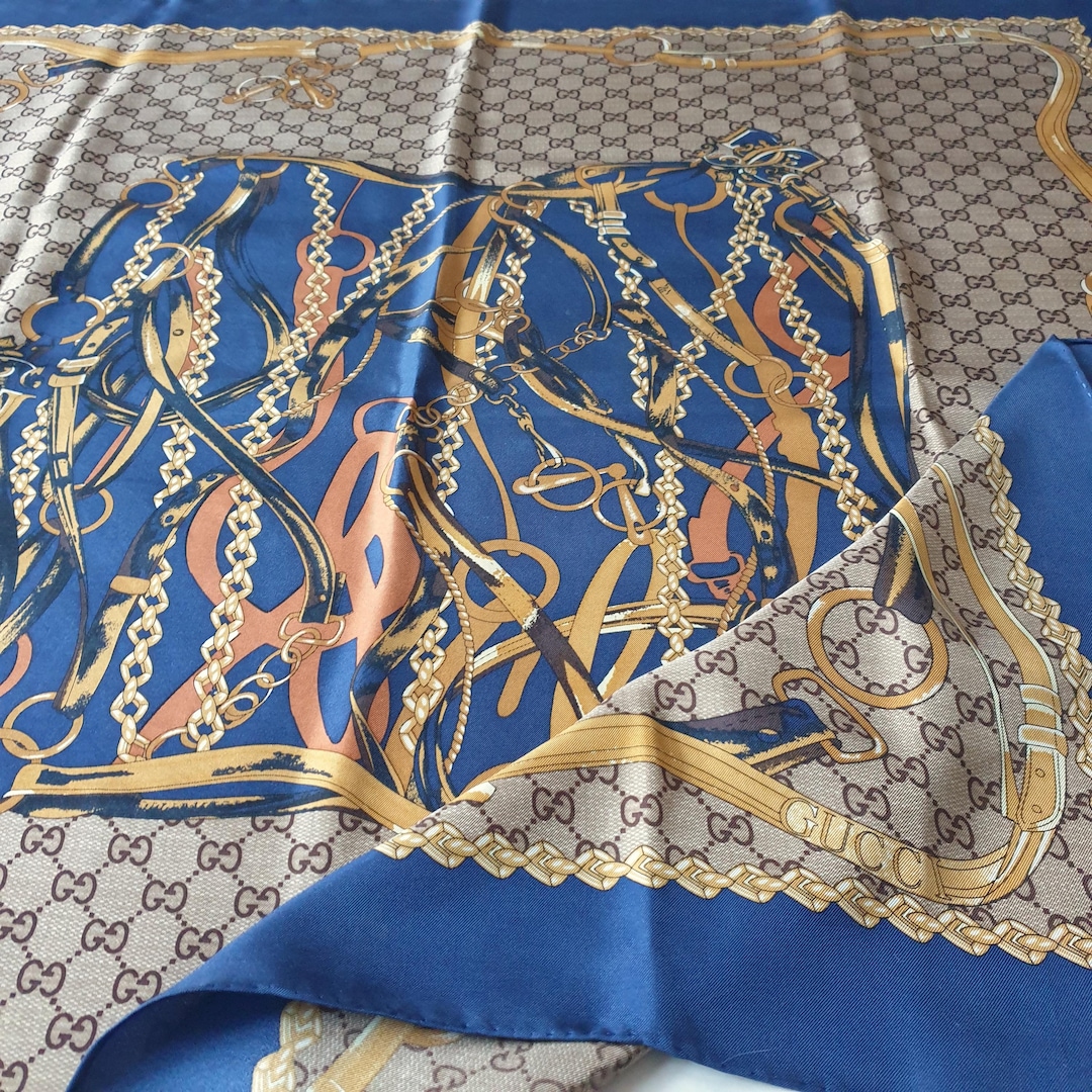 GG Monogram Vintage GUCCİ Silk Scarf - Etsy