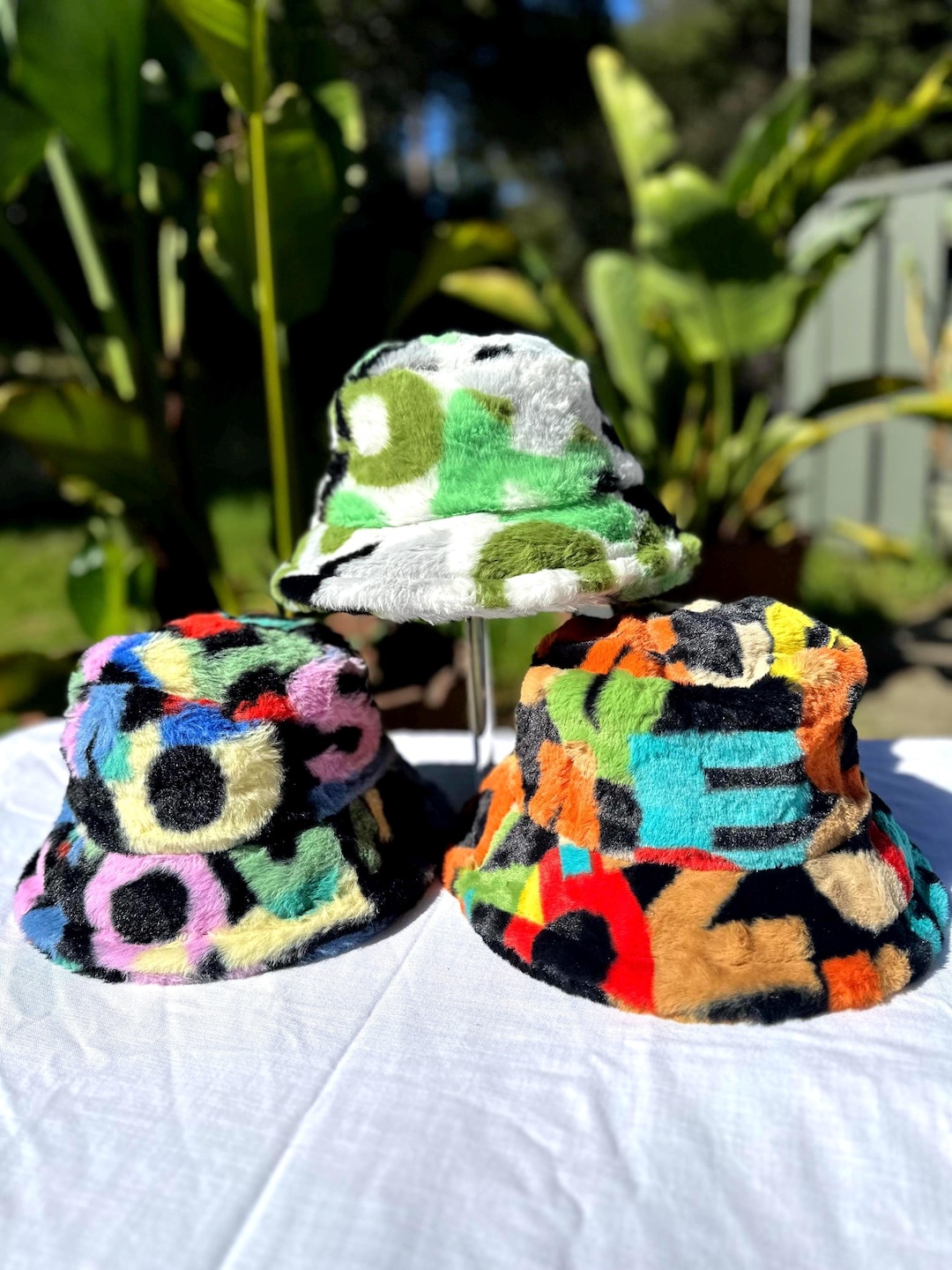 Fuzzy Bucket Hat, Soft Bucket Hat, Rave Hat, Festival Hat, Colorful ...