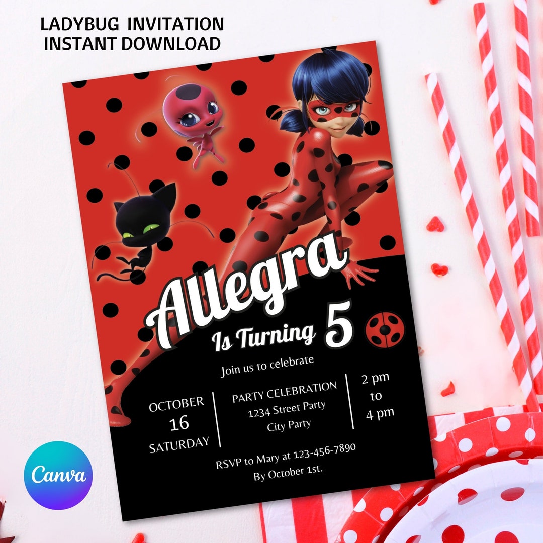 Editable Ladybug Birthday Invitation, Lady Bug Birthday Invitation ...