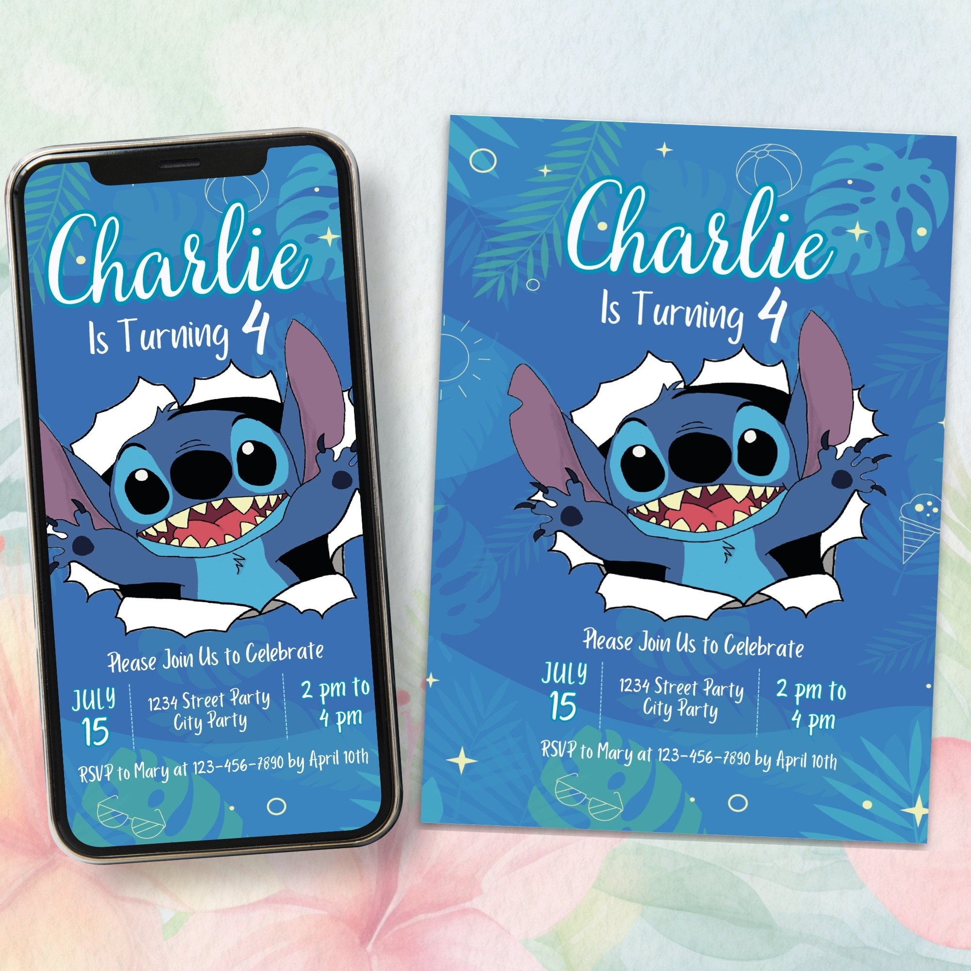 Editable Stitch Invitation, Stitch Birthday Invitation, Printable ...