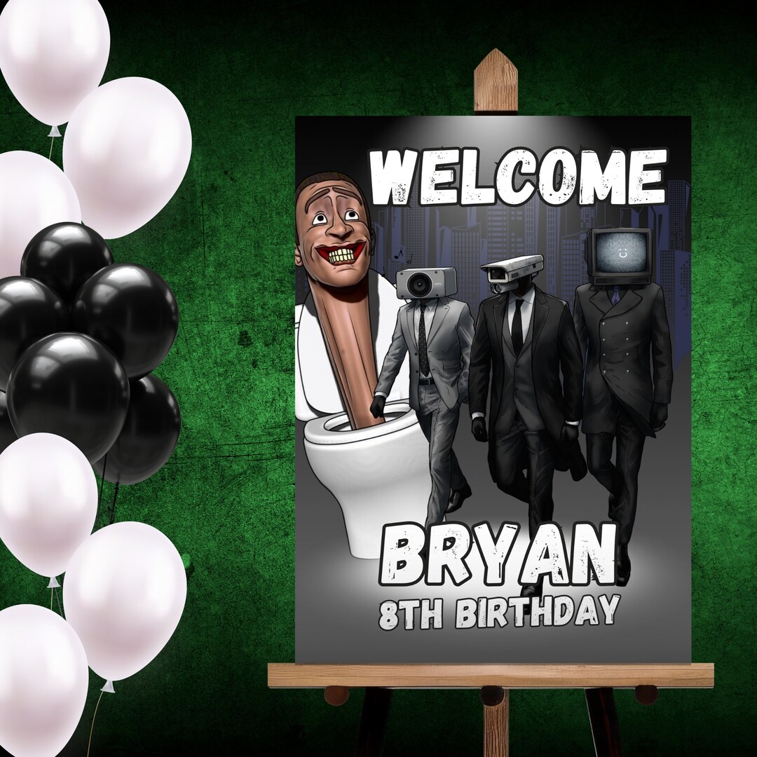 Editable TV Man Welcome Sign, TV Man Birthday Sign, Printable Sign TV ...