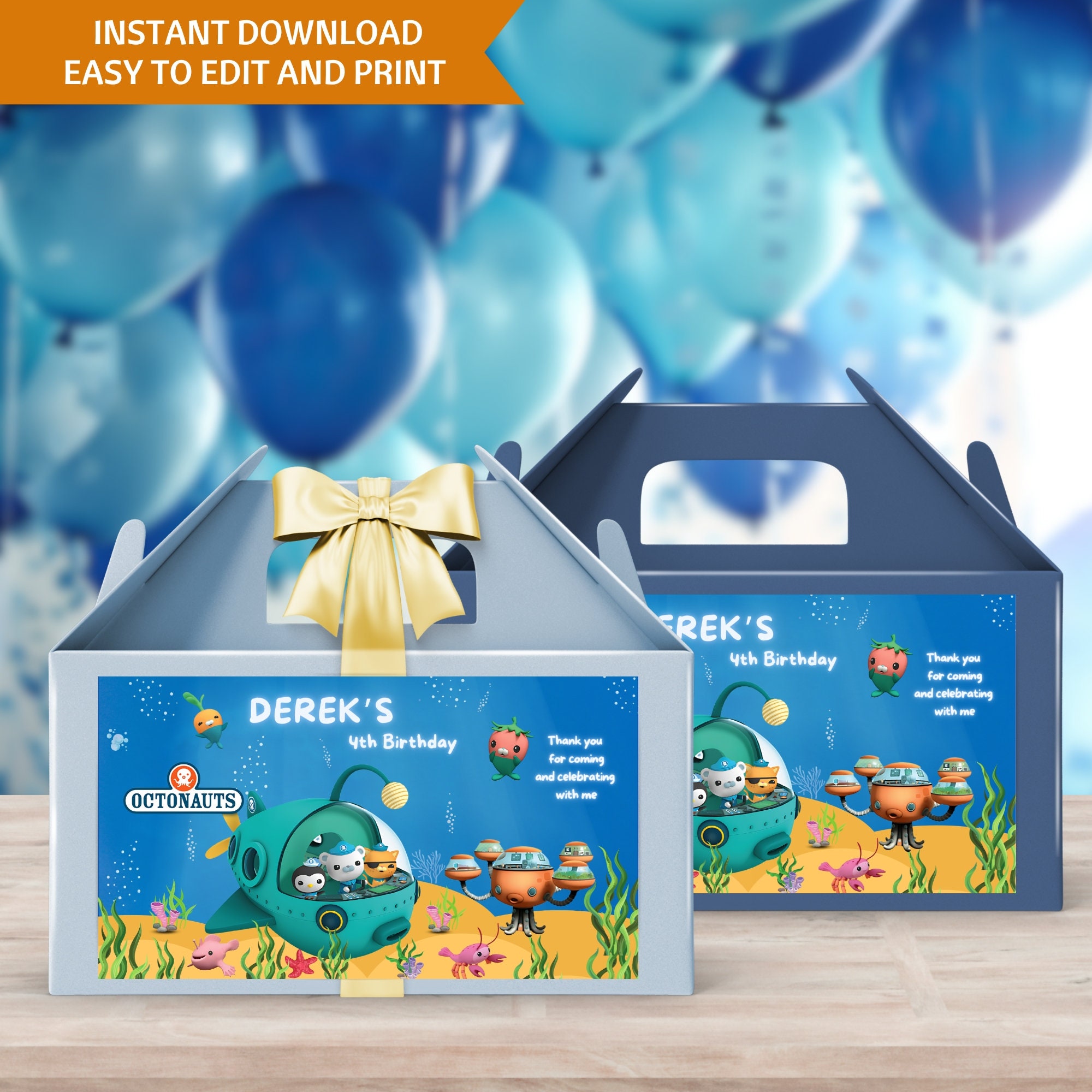 Octonauts Gable Box Label, Octonauts Birthday Favor, Printable Favors ...