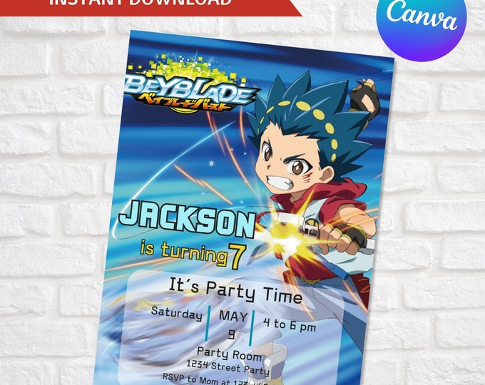 Beyblade Invitation, Beyblade Invites, Beyblade Party, Beyblade ...