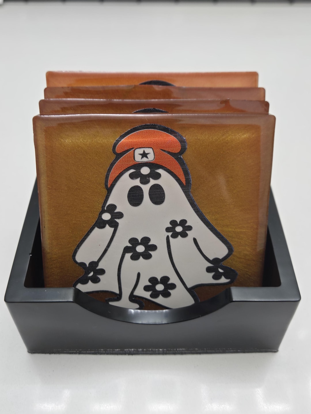 Epoxy Resin Groovy Ghost Halloween Coasters for Spooky Season ...