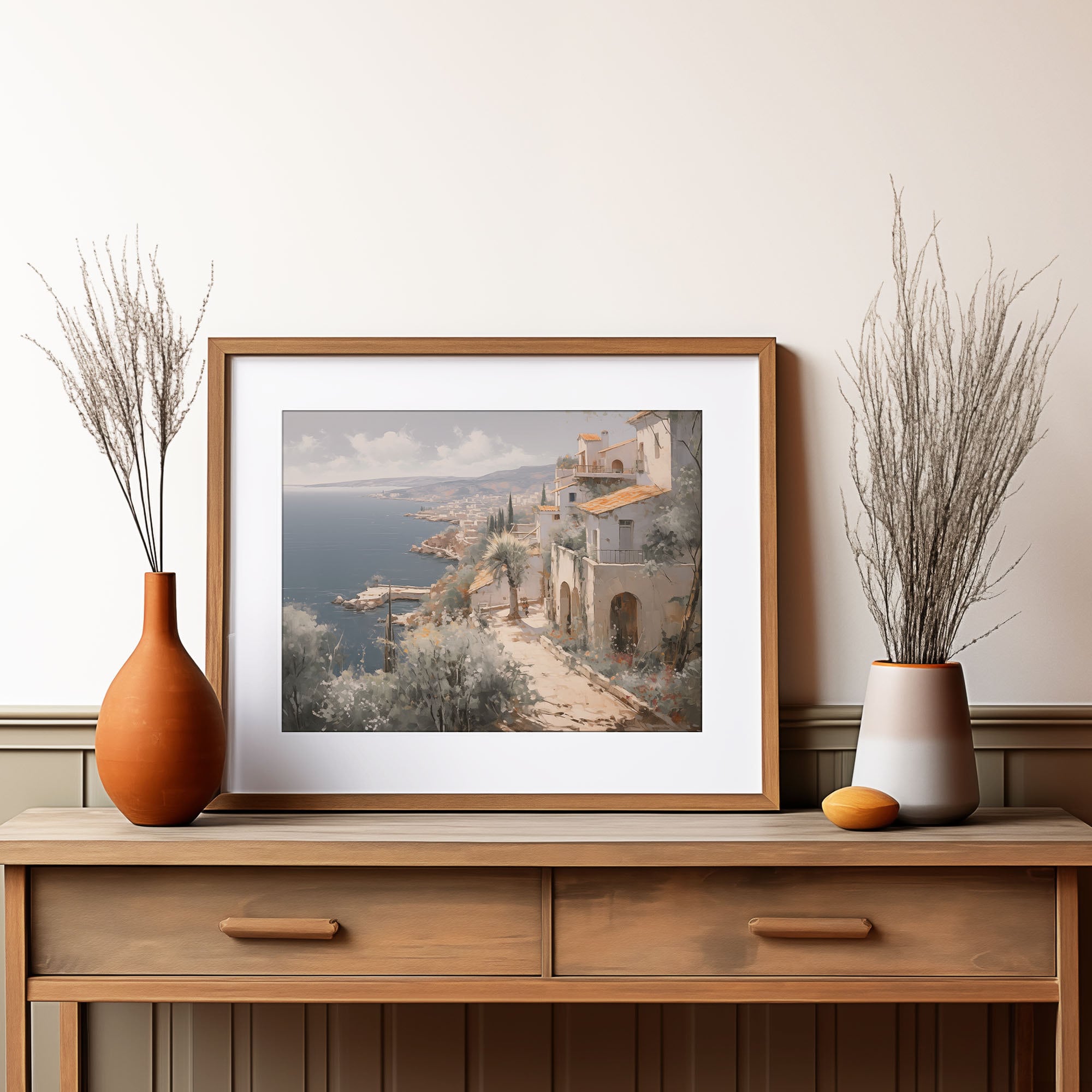 Vintage Coastal Oil Painting, Nature Landscape Print, Instant Download ...