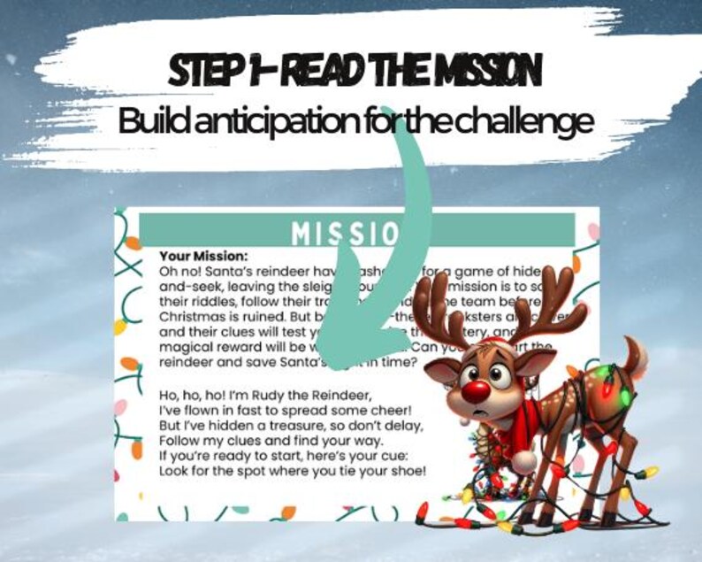 Reindeer Scavenger Hunt Game for Kids Printable Puzzles, Clues and ...
