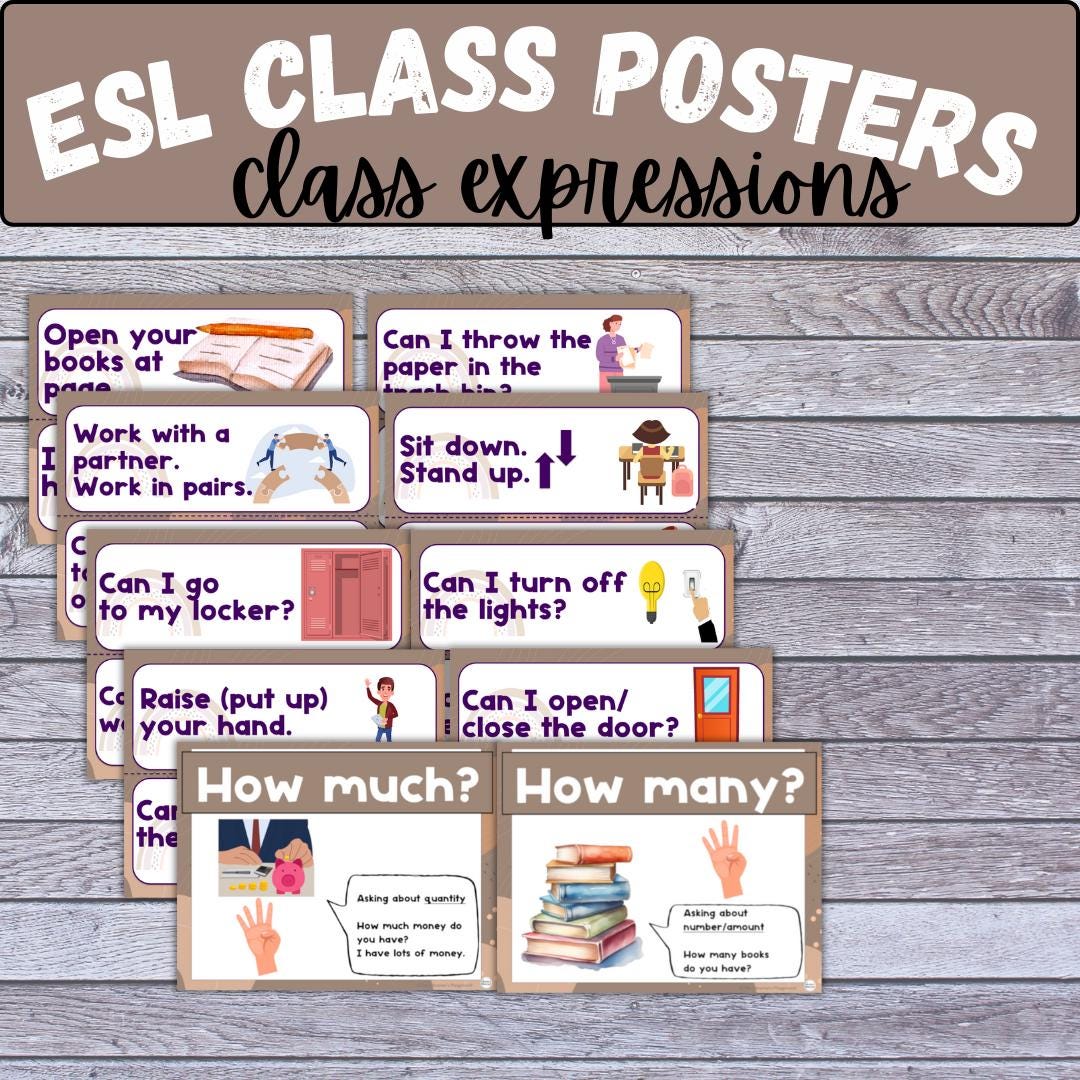 ESL Classroom Posters Boho | Language Learning| Classroom Expressions ...