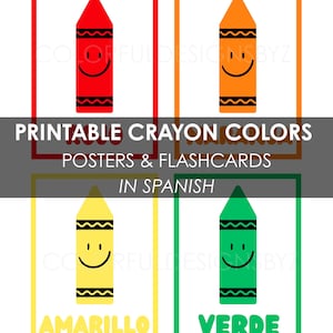 Spanish Colors Crayon Flashcards & Posters | Printable Color ...