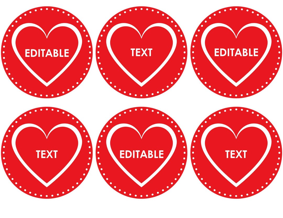 Editable Valentine's Day Round Tags Template Red & Pink Printable ...