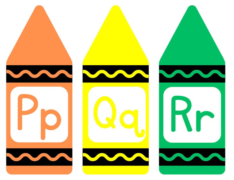 Printable Crayon Alphabet Cards A-Z Colorful ABC Flashcards for Early ...