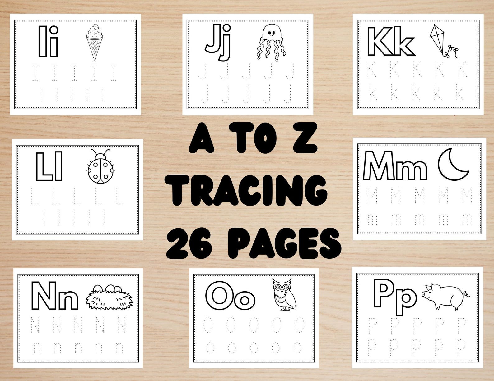 Printable ABC Letter Tracing Pages A to Z Tracing Pages Lowercase and ...