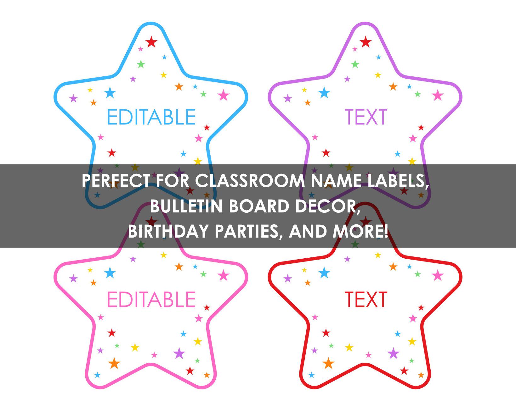 Editable Star Name Tags | 4 per Page | Powerpoint Template for Teachers ...