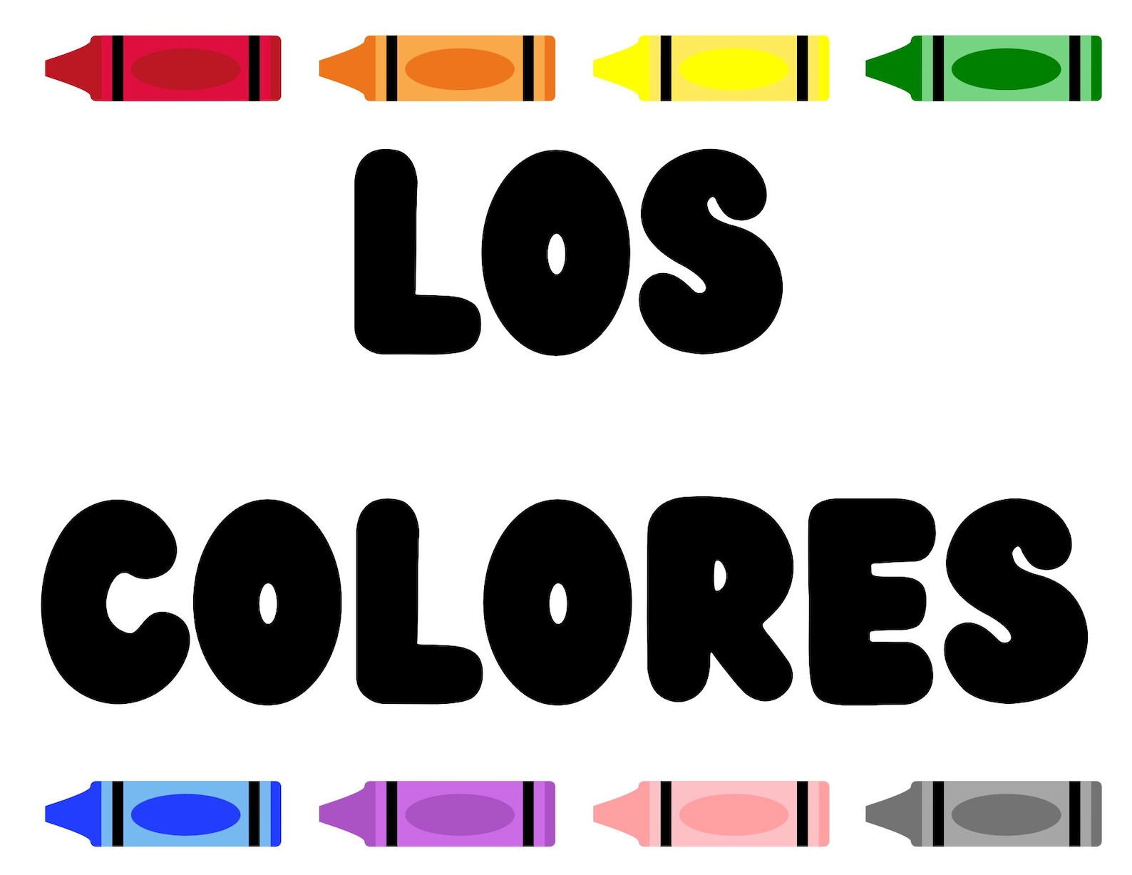Printable SPANISH Crayon Colors Display Learning Color Words in SPANISH ...
