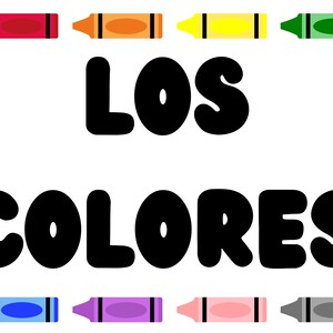 Printable SPANISH Crayon Colors Display Learning Color Words in SPANISH ...