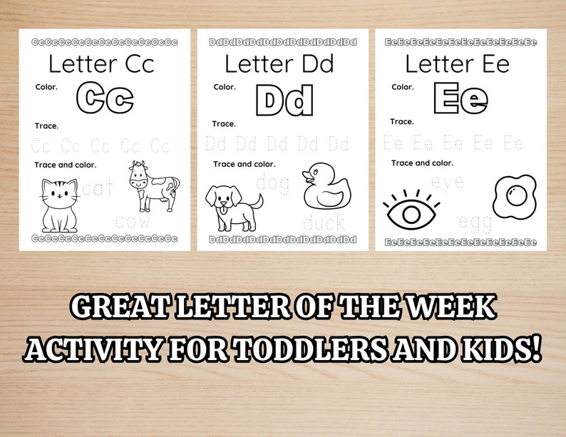 Printable Alphabet Trace and Color Pages for Preschool, Kindergarten ...