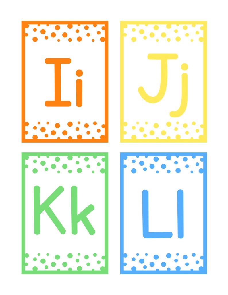 Rainbow Polka Dot Alphabet Flashcards Printable A to Z ABC Learning ...