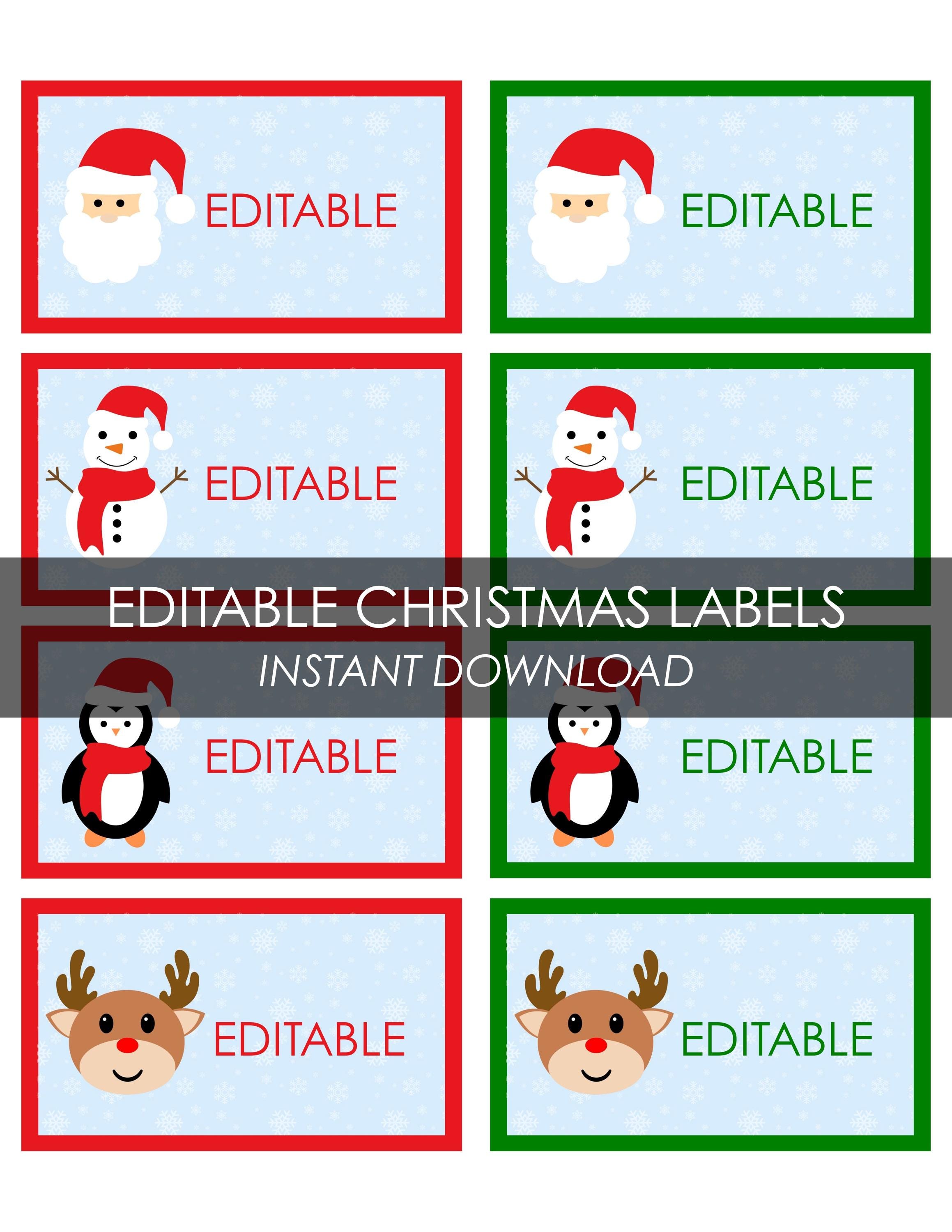 Christmas Tags and Labels Printable – 4 Cute Holiday Designs (santa ...
