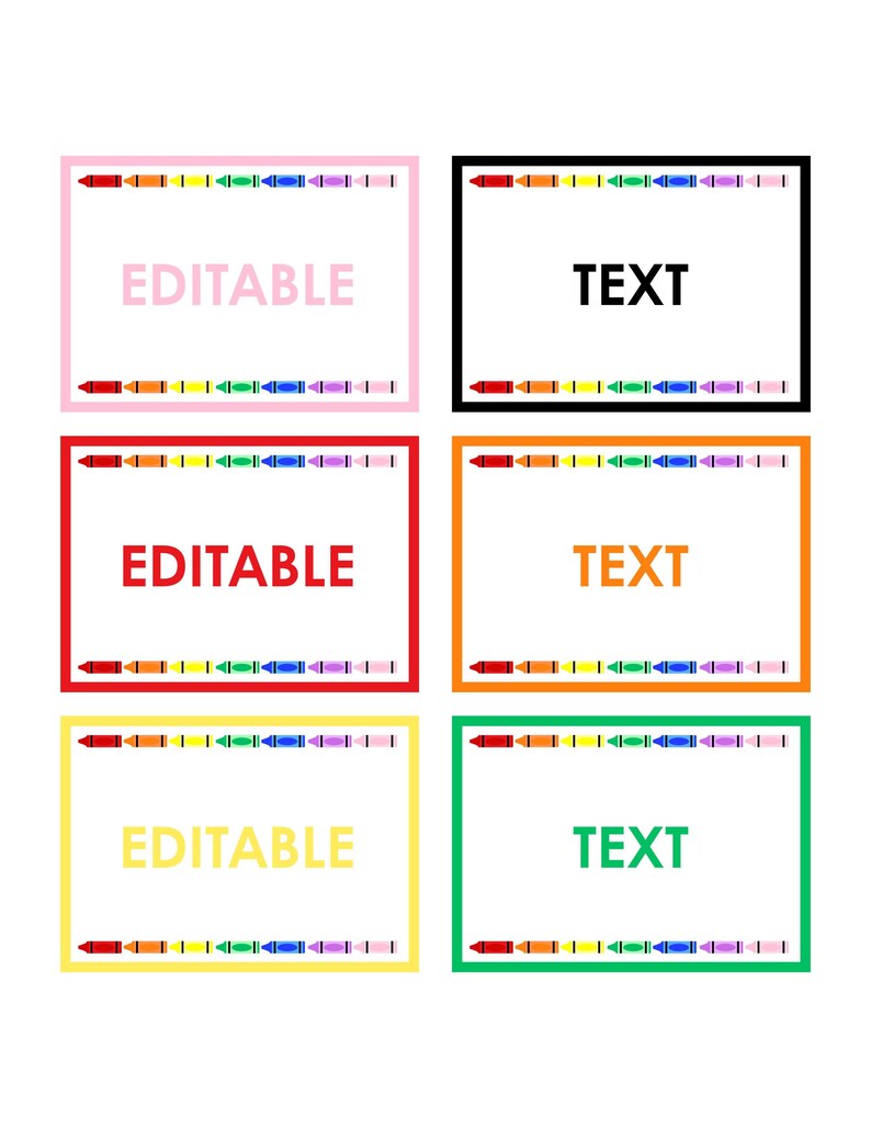 Editable Printable Crayon Name Tags and Labels | Classroom & Homeschool ...