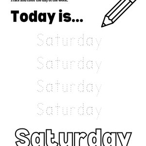 Printable Days of the Week Tracing Pages Great for Preschool ...