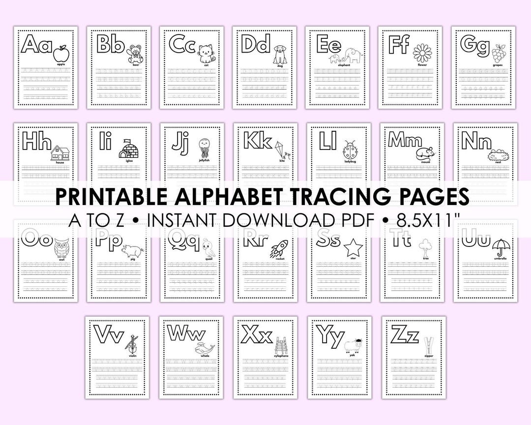 Alphabet Tracing Worksheets A-Z Printable | Preschool & Kindergarten ...