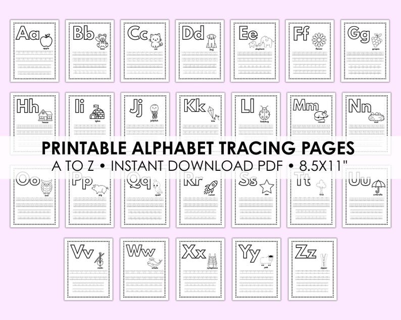 Alphabet Tracing Worksheets A-Z Printable | Preschool & Kindergarten ...
