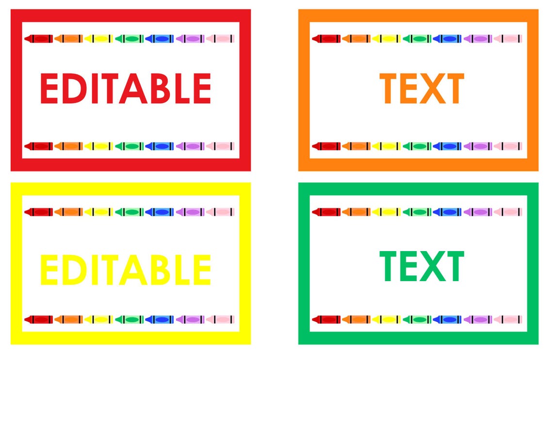 Editable Printable Crayon Name Tags and Labels | Classroom & Homeschool ...