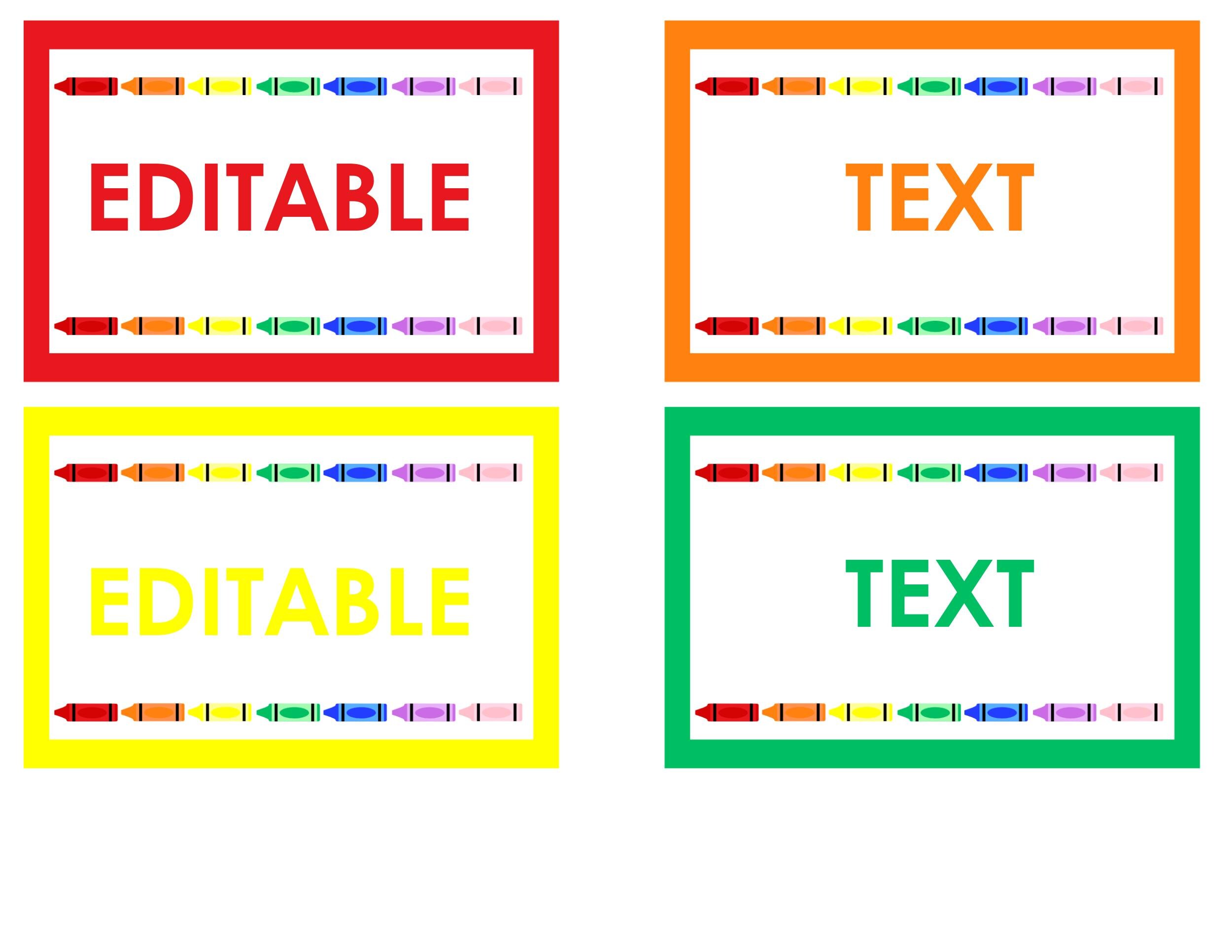 Editable Printable Crayon Name Tags and Labels | Classroom & Homeschool ...